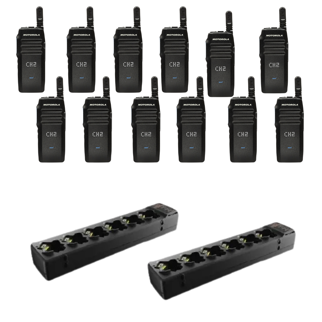Motorola TLK100 12 Pack Bundle with Multi-Unit Charger – TwoWayRadioGear