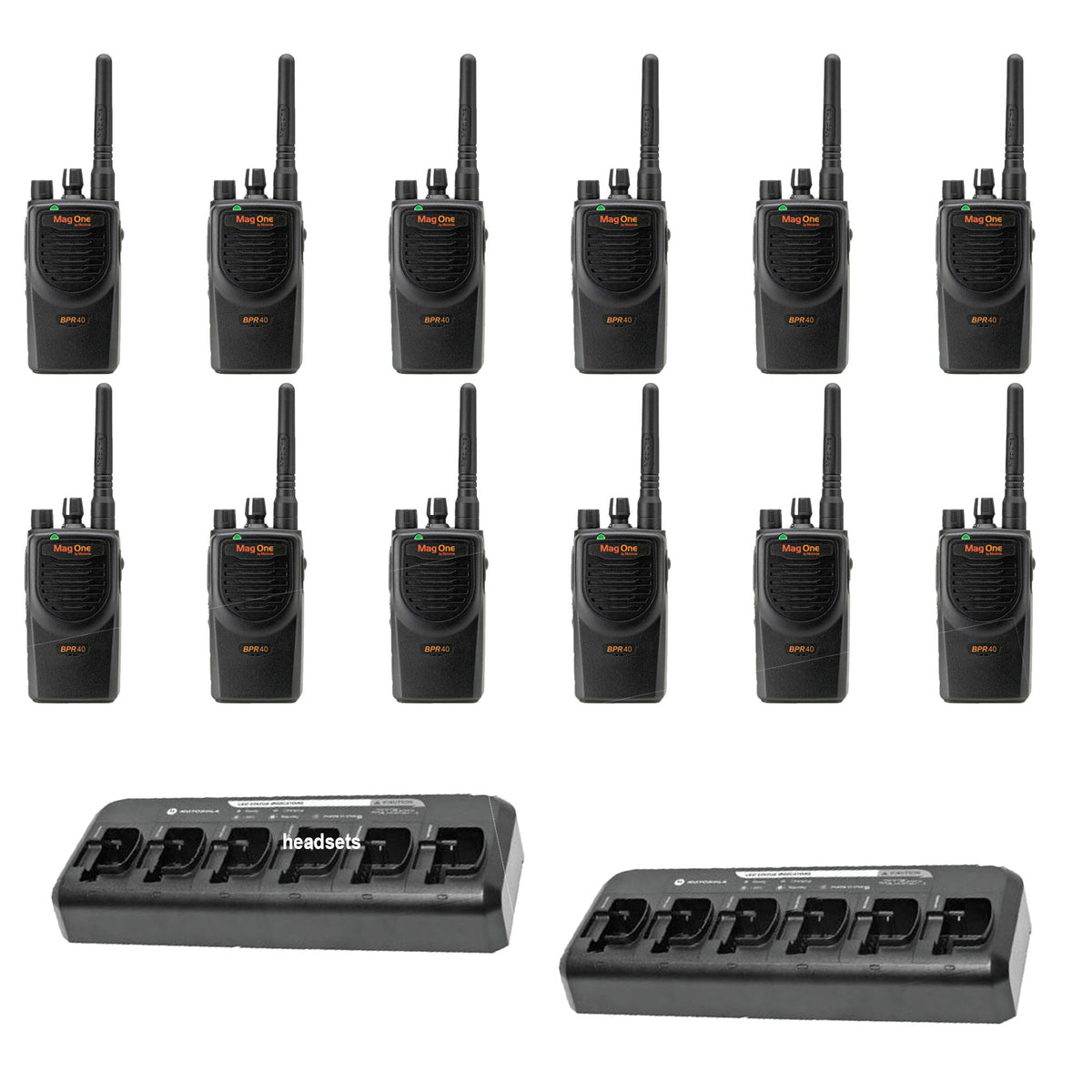 Motorola BPR40 12 Pack with 2 multi unit chargers – TwoWayRadioGear