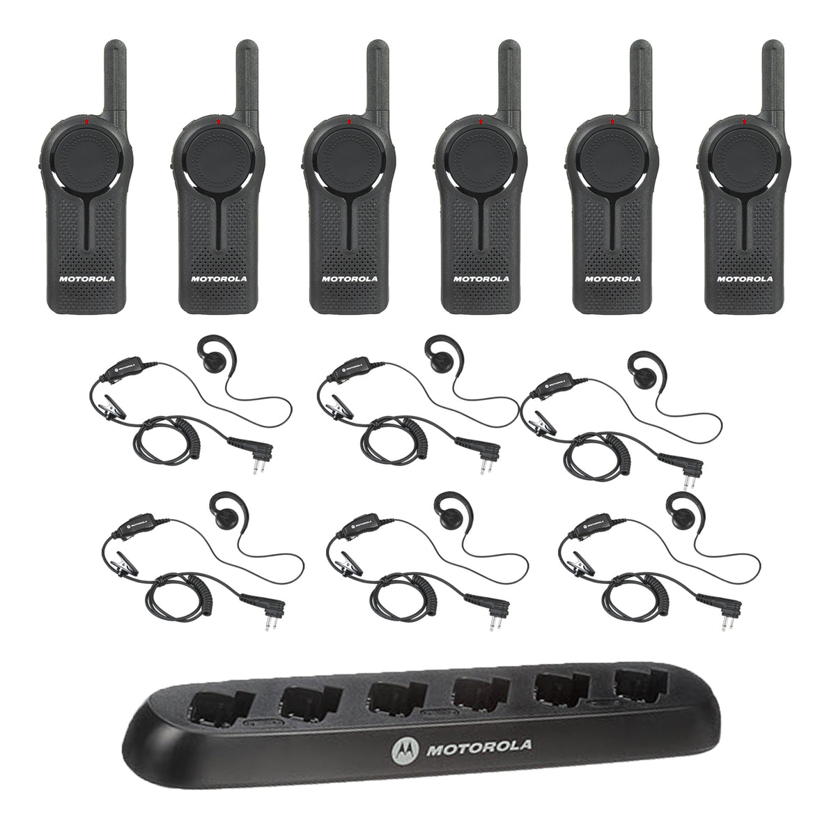 Motorola DLR1020 6 Pack Bundle with Multi-Unit Charger and Headsets ...