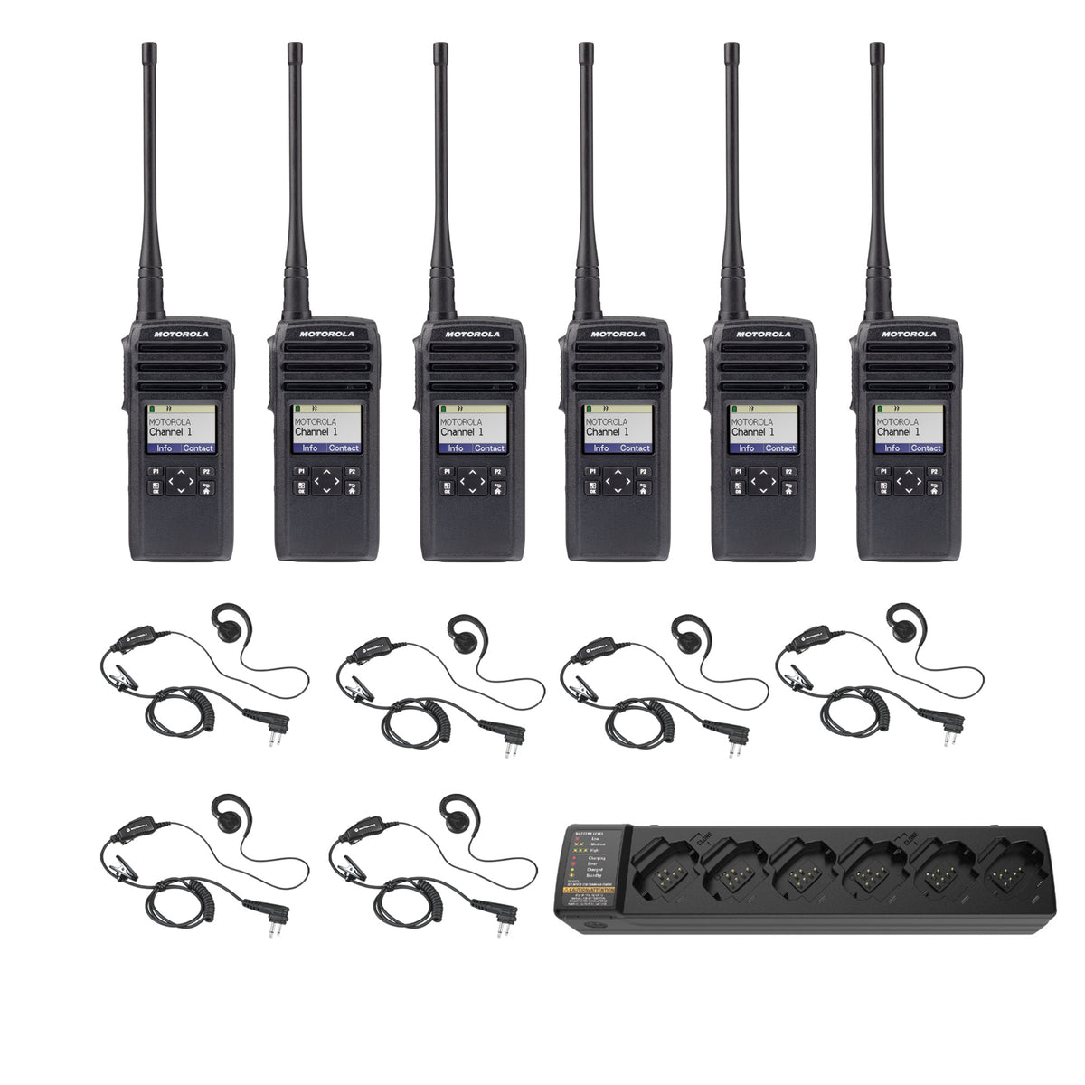 Motorola DTR700 6 Pack Bundle with Multi-Unit Charger and Headsets ...
